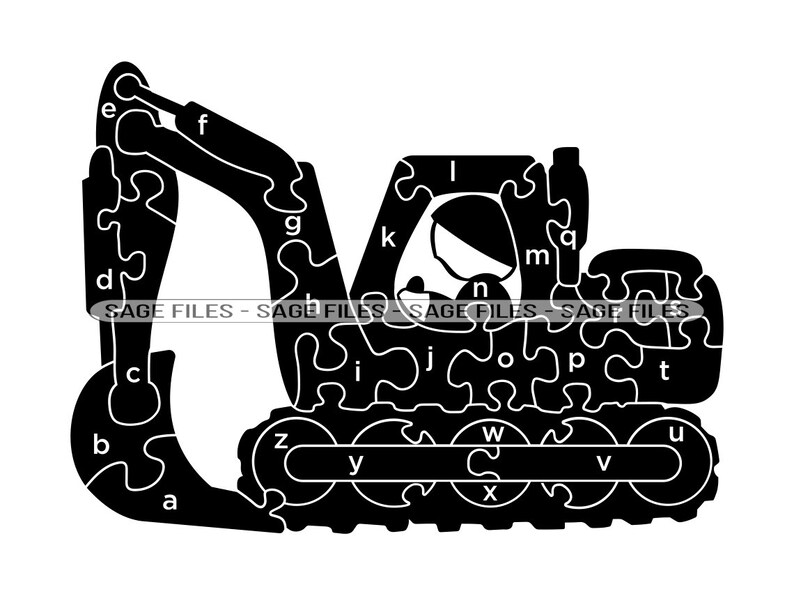 Excavator Puzzle SVG, Puzzle SVG, Excavator SVG, Excavator Clipart ...