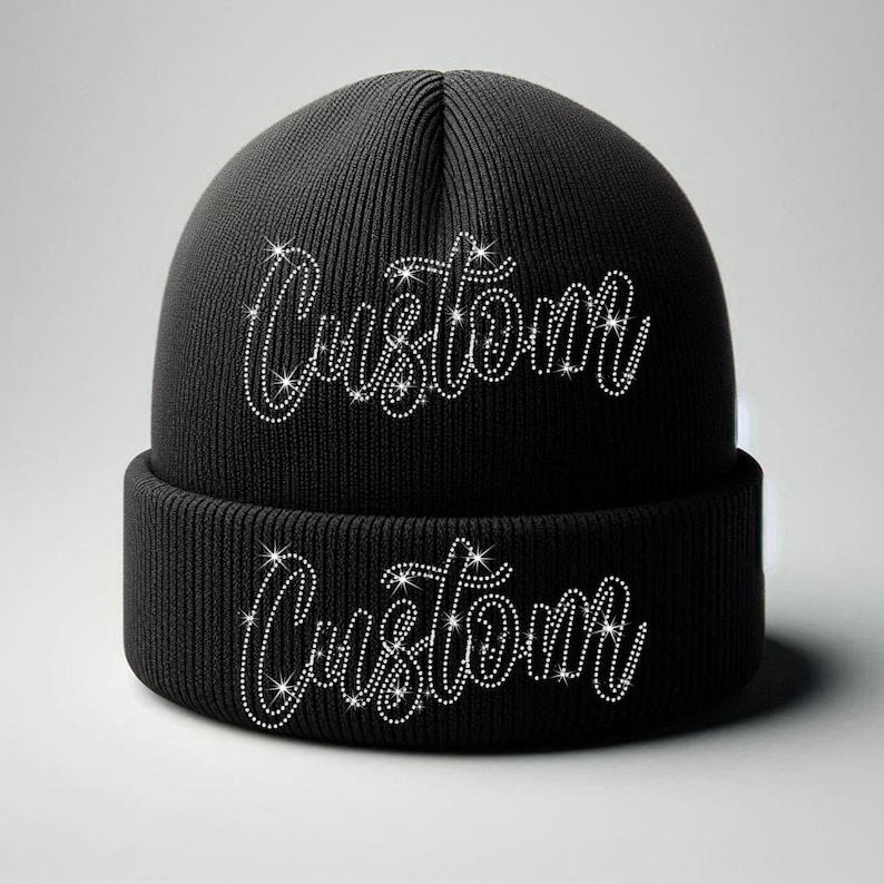 Personalized Rhinestone Beanie: Custom Sparkle Designs - Etsy