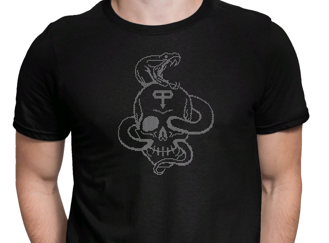 Skull With Anaconda Shirt, Skull Rhinestone Tee, Rhinestone Shirt, Bling Bling Tee, Short Sleeve ...