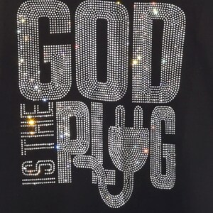 Religious God is the Plug Motivational Rhinestone Bling Bling Short ...