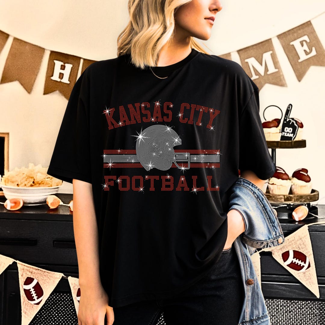 Kansas City Football Rhinestone T-shirt, Team Game Day Apparel, Unique ...