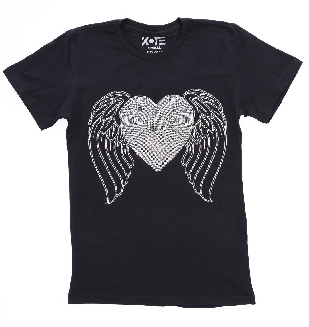 Angel Wings With Heart, Shine Like an Angel With Our Rhinestone Bling T ...