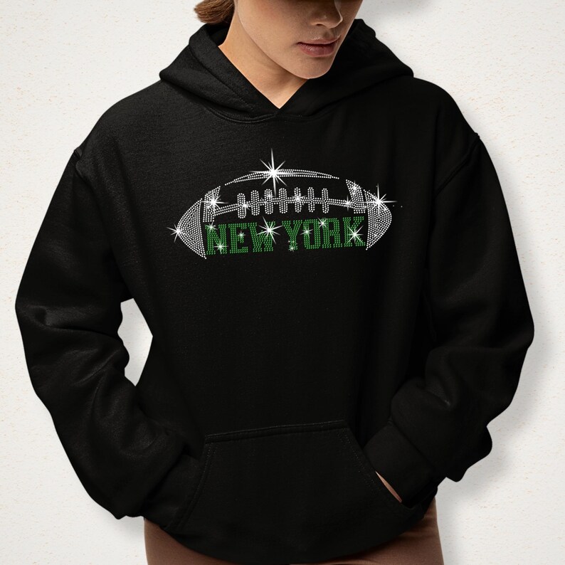 New York Rhinestone Football T-shirt: Game Day Bling Tee - Etsy UK