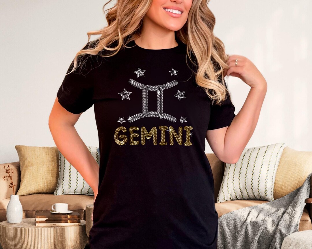 Gemini Rhinestone T-shirt: Retro Zodiac Astrology Gift - Etsy