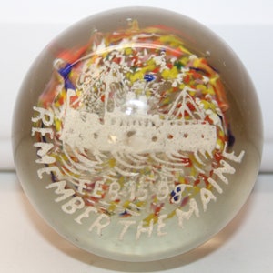 Antique Glass Paperweight "remember the Maine" - Etsy