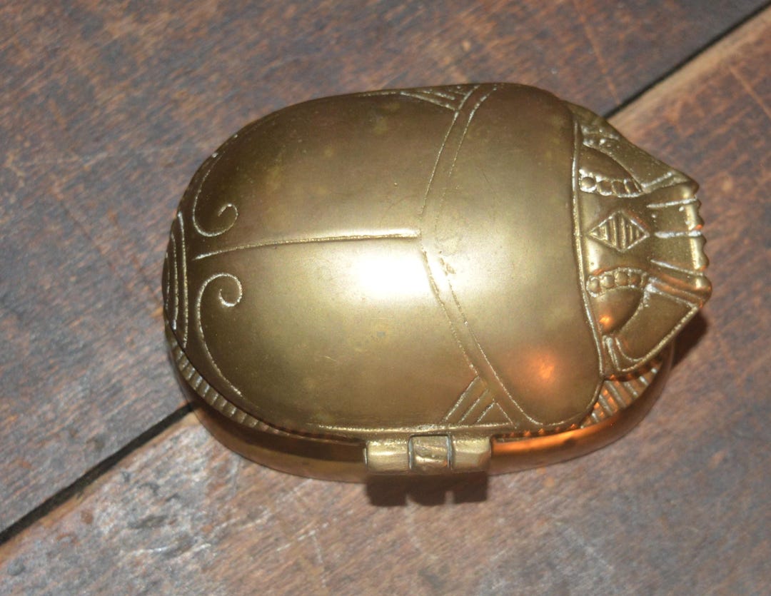 Egyptian Revival Brass Scarab Box - Etsy