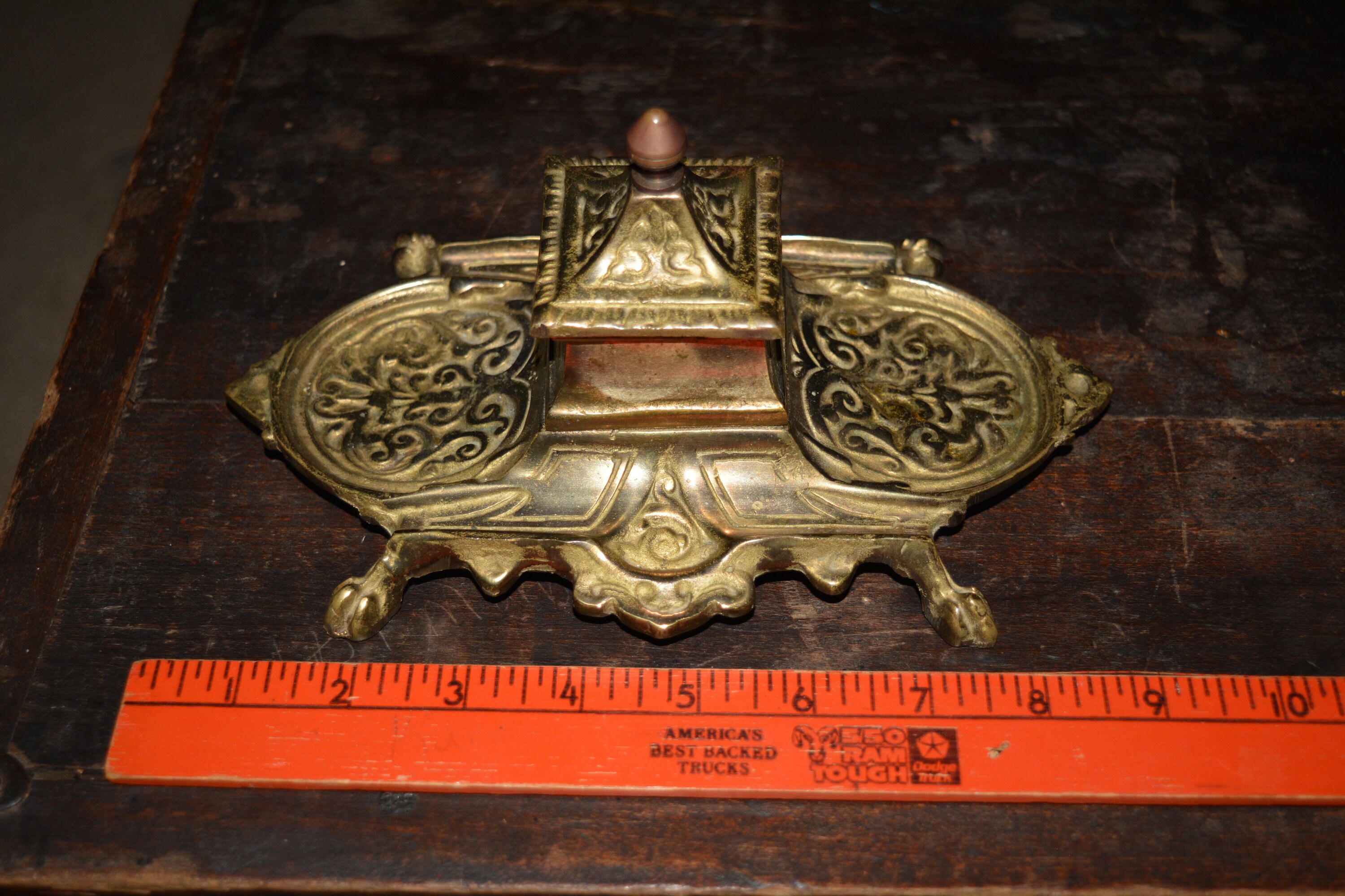 Vintage Brass Ink Well Desk Organizer - Etsy