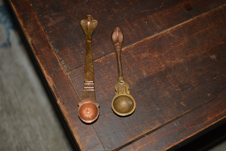 2 - Indian Ritual, Ceremonial Spoons Brass With Cobra Head - Etsy