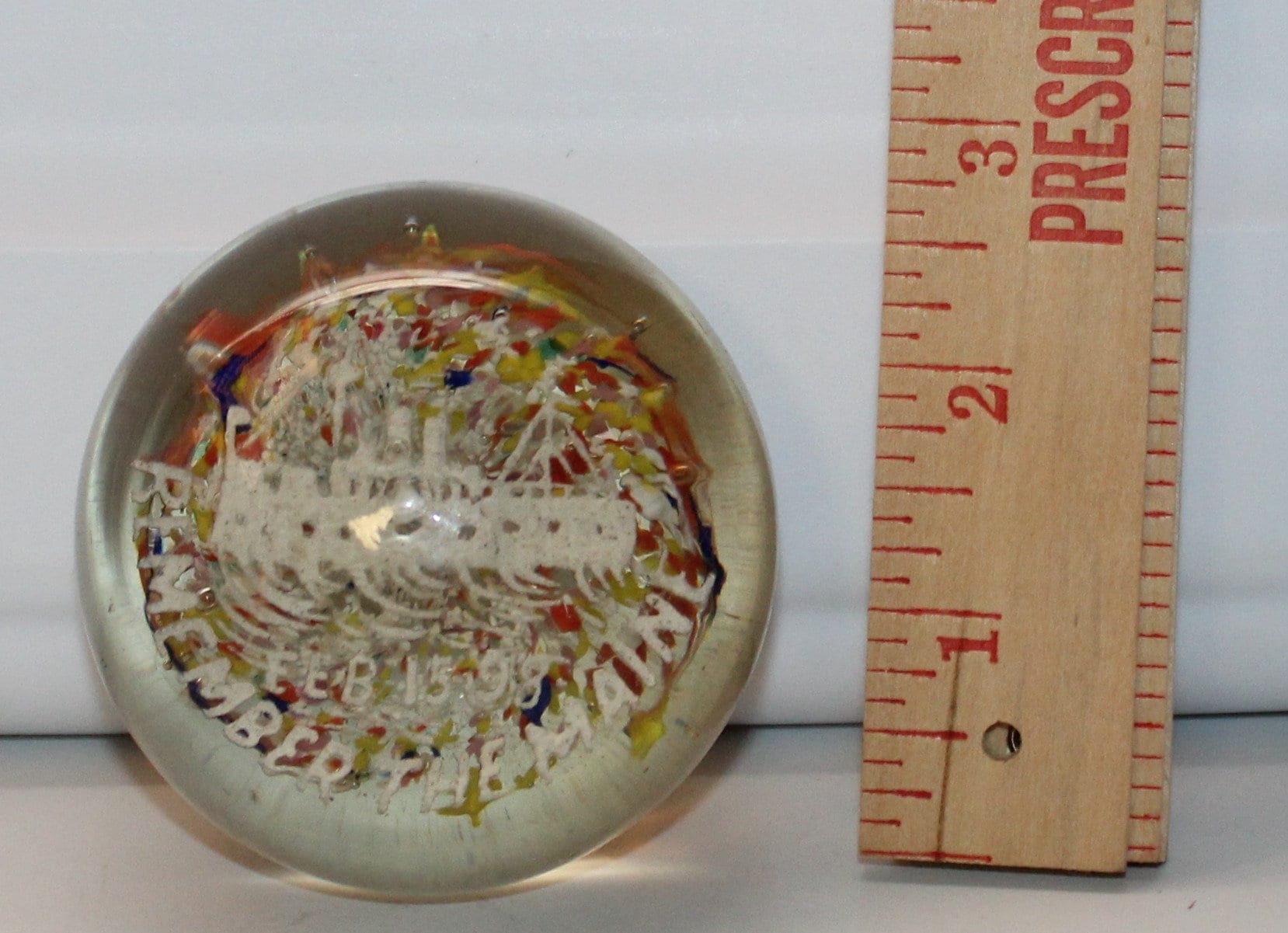 Antique Glass Paperweight remember the Maine - Etsy