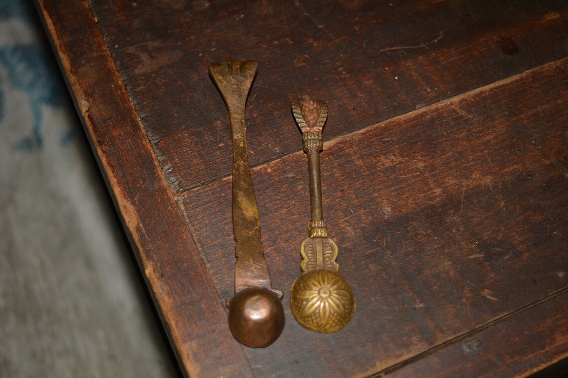 2 - Indian Ritual, Ceremonial Spoons Brass With Cobra Head - Etsy