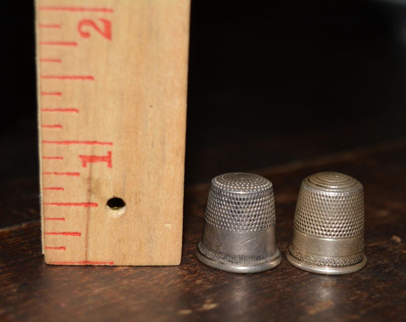 2 - Antique Sterling Silver Thimbles - Etsy