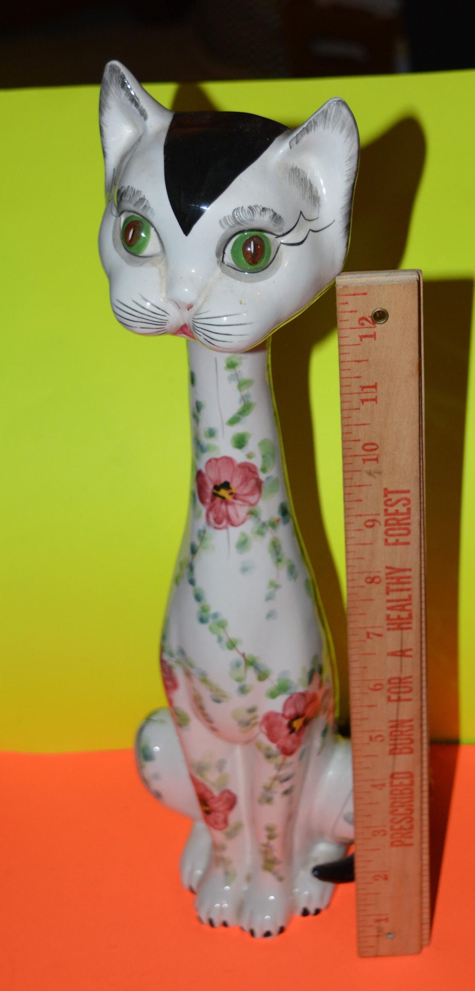 Mid Century Italian Cat Figurine Hand Painted - Etsy