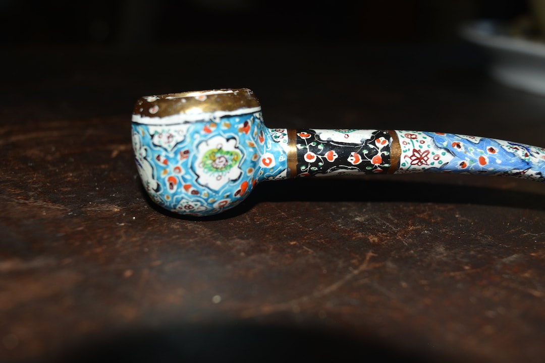 Antique Enamel Hand Painted Pipe - Etsy