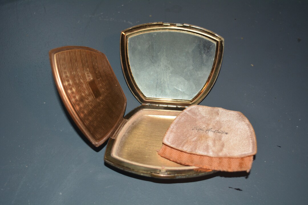 Elgin Engraved Brass Makeup Compact - Etsy