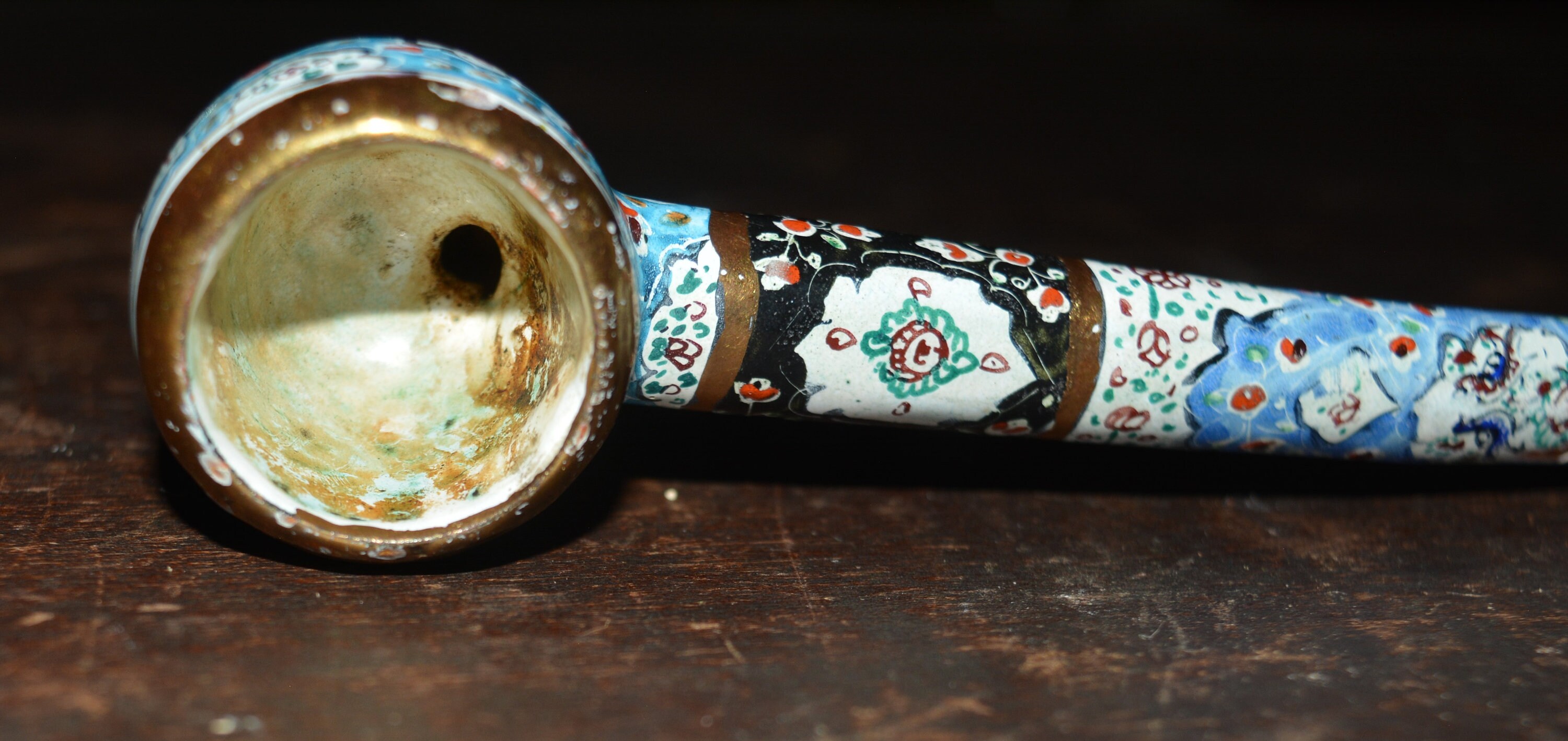 Antique Enamel Hand Painted Pipe - Etsy