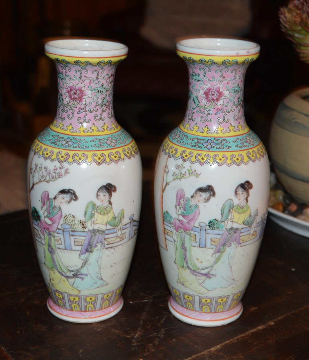 Pair of 1950's Famille Rose Porcelain Vases - Etsy