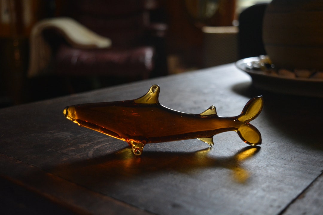 Mid Century Handblown Art Glass Amber Shark - Etsy