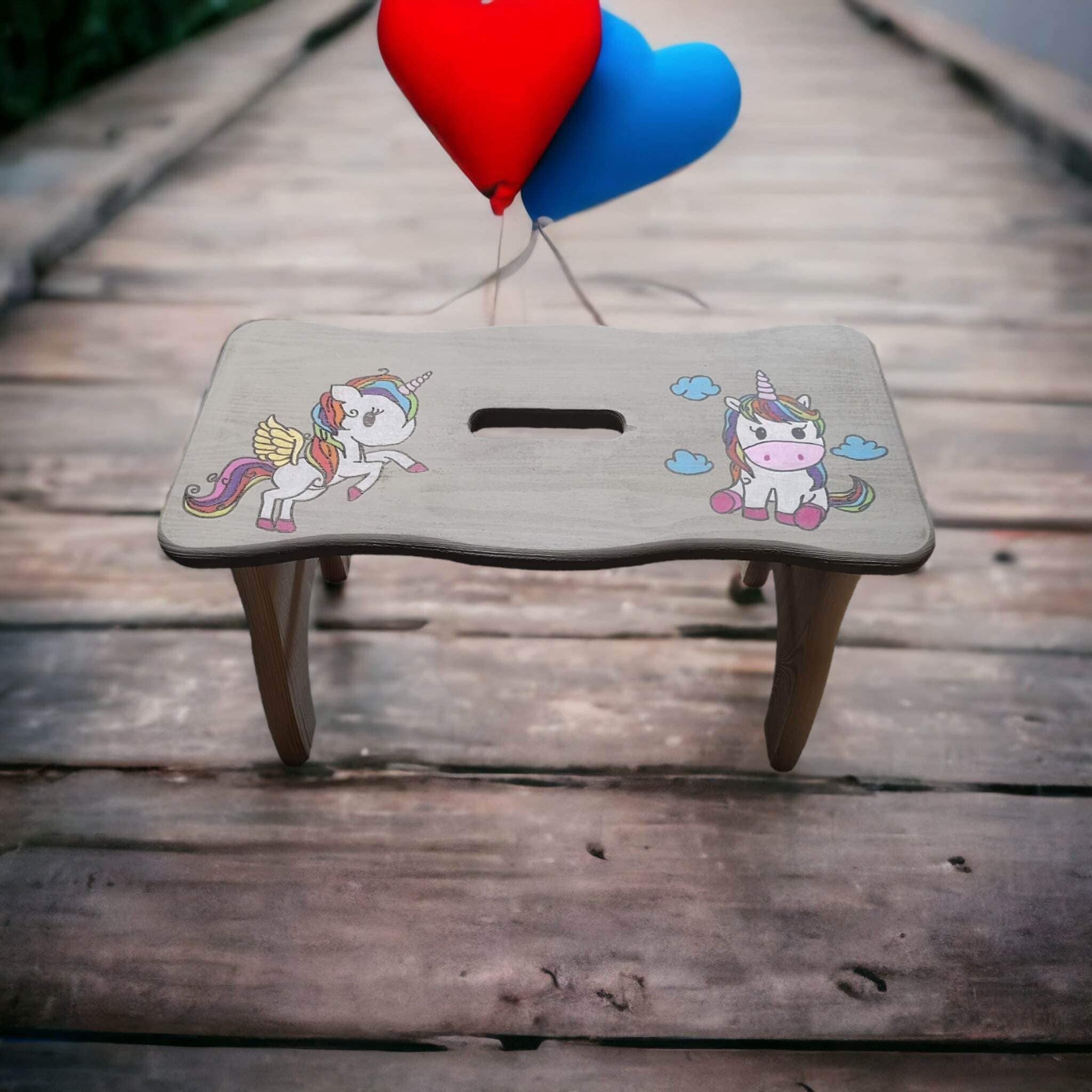 Footstool Stool Hand-painted Unique Unicorn Children Personalized - Etsy