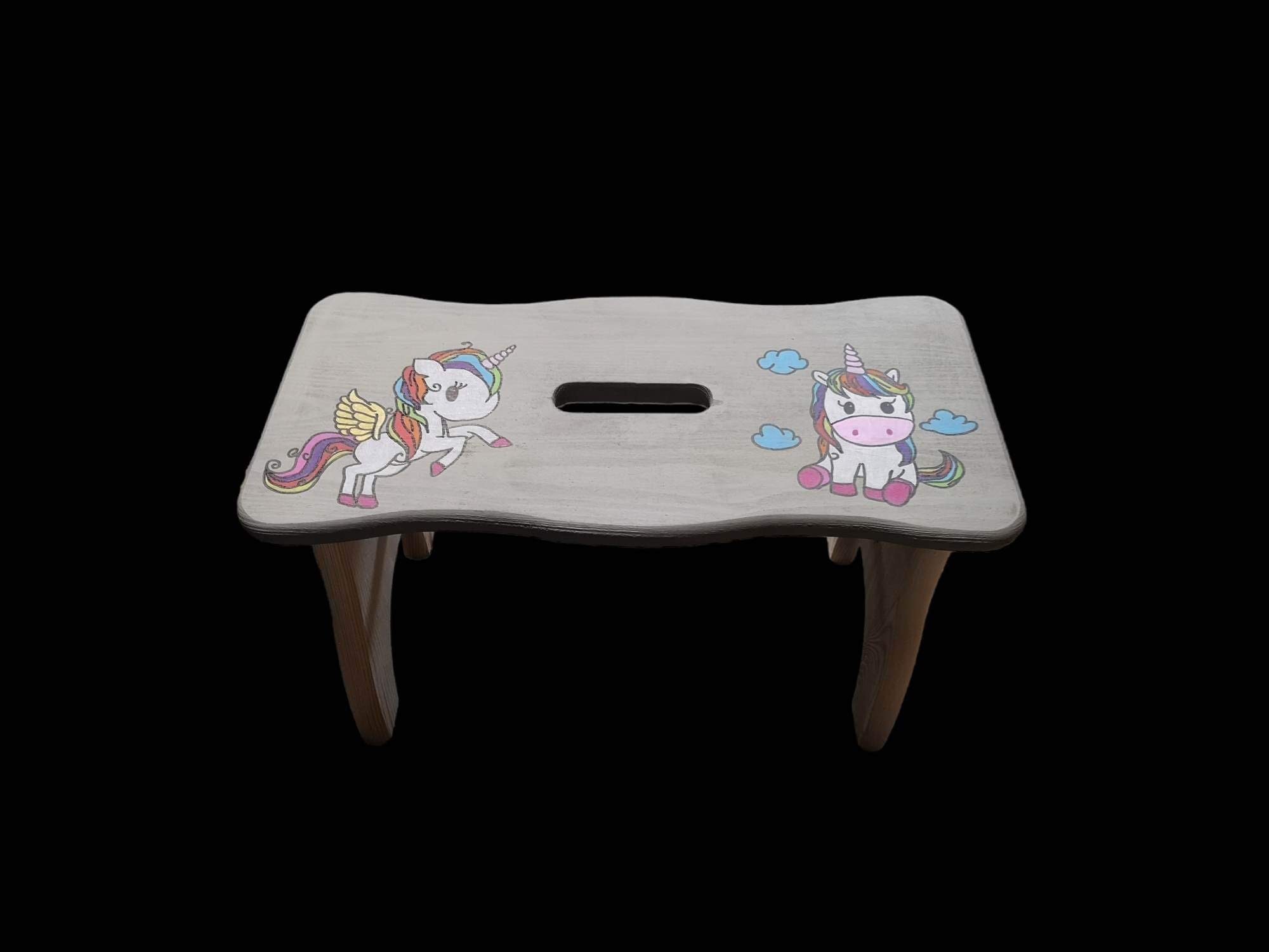 Footstool Stool Hand-painted Unique Unicorn Children Personalized - Etsy