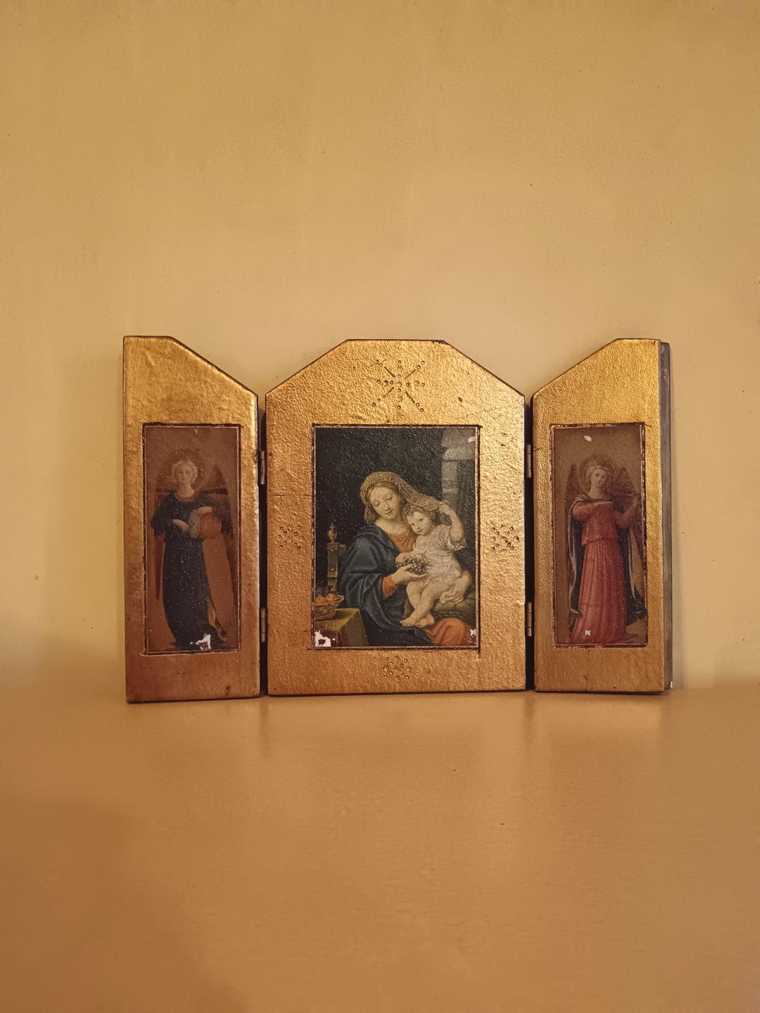 Antique Religious Triptych, Triptych With Religious Images, Virgin, - Etsy