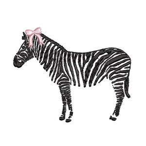 Zebra Bow Embroidery Design, Preppy Coquette Zebra Machine Embroidery ...