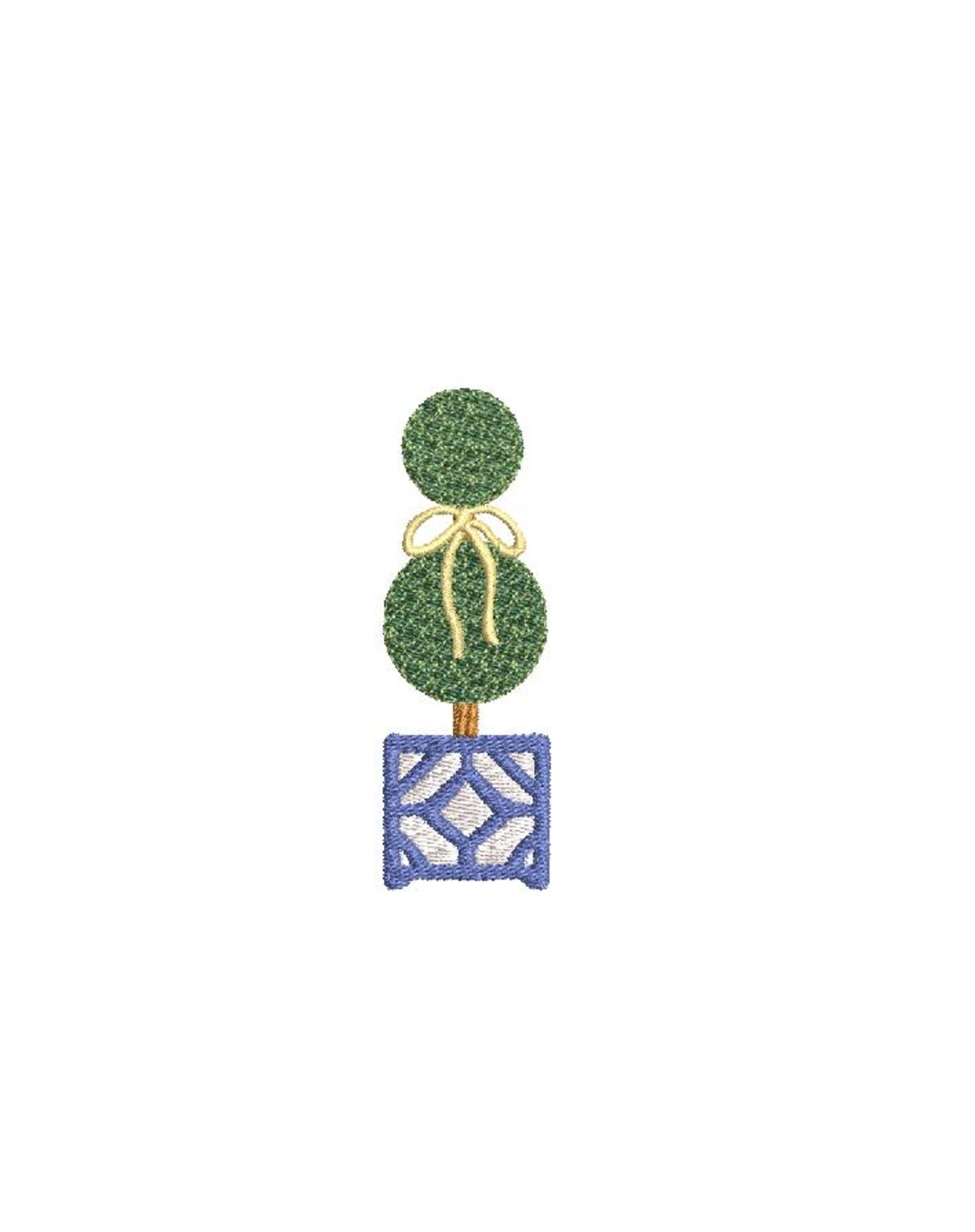 Boxwood With Bow Topiary Embroidery Design, Chinoiserie Coquette ...