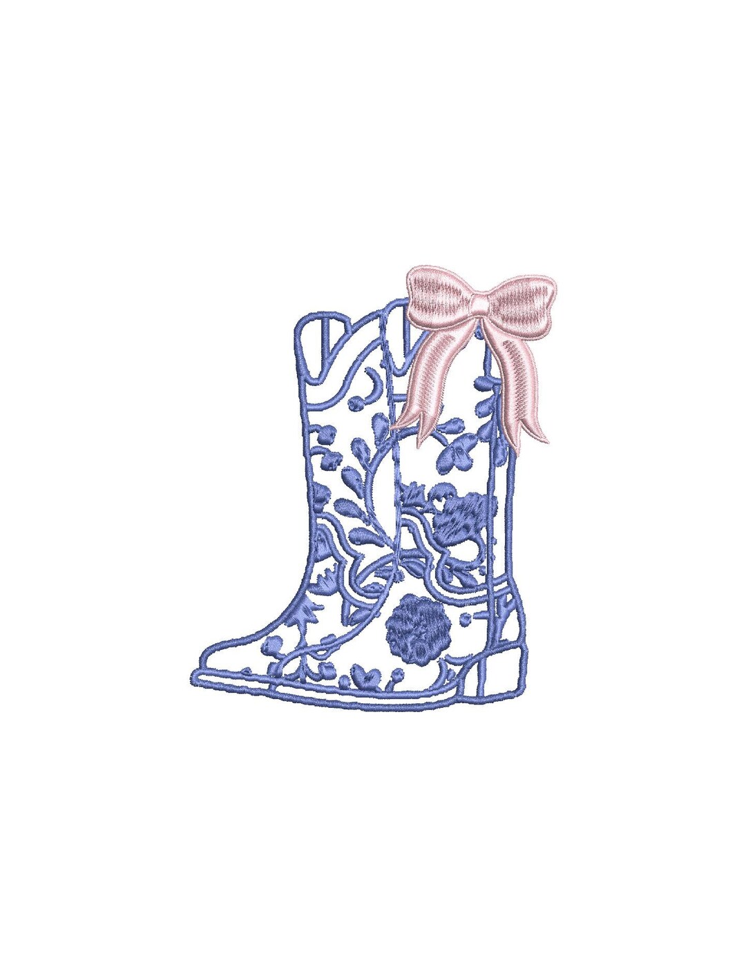 Chinoiserie Cowgirl Boots Bow Embroidery Design, Cowboy Boots Machine ...