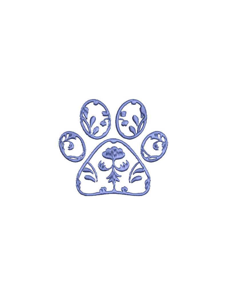 Paw Print Chinoiserie Embroidery Design, Dog Print Machine Embroidery ...