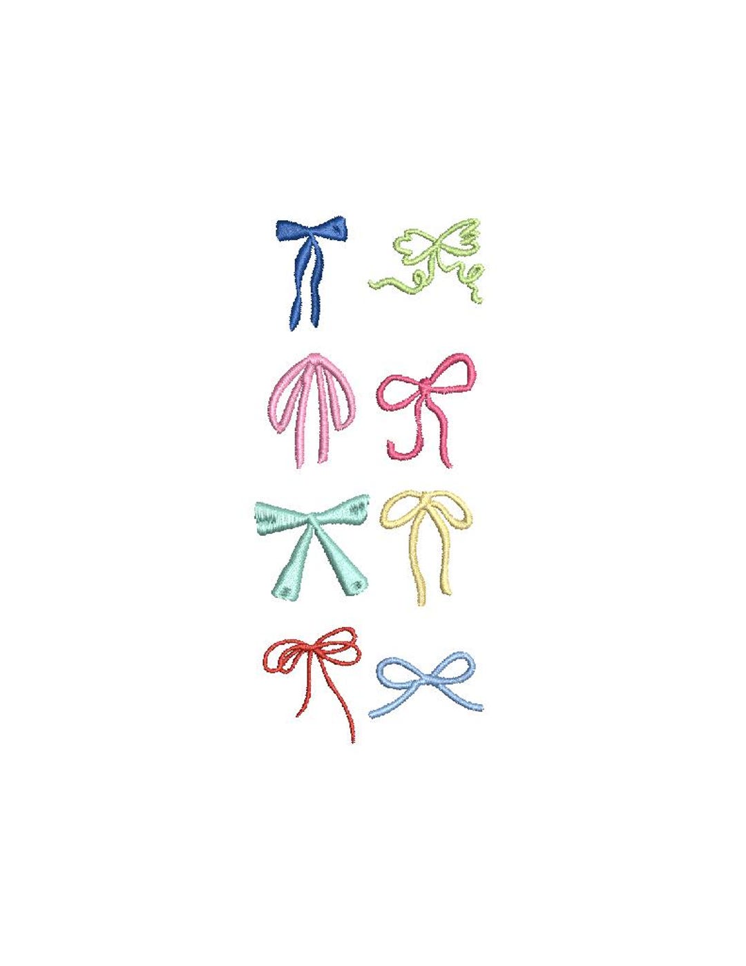 Mini Bow Embroidery Design Set of 8 – 0.5