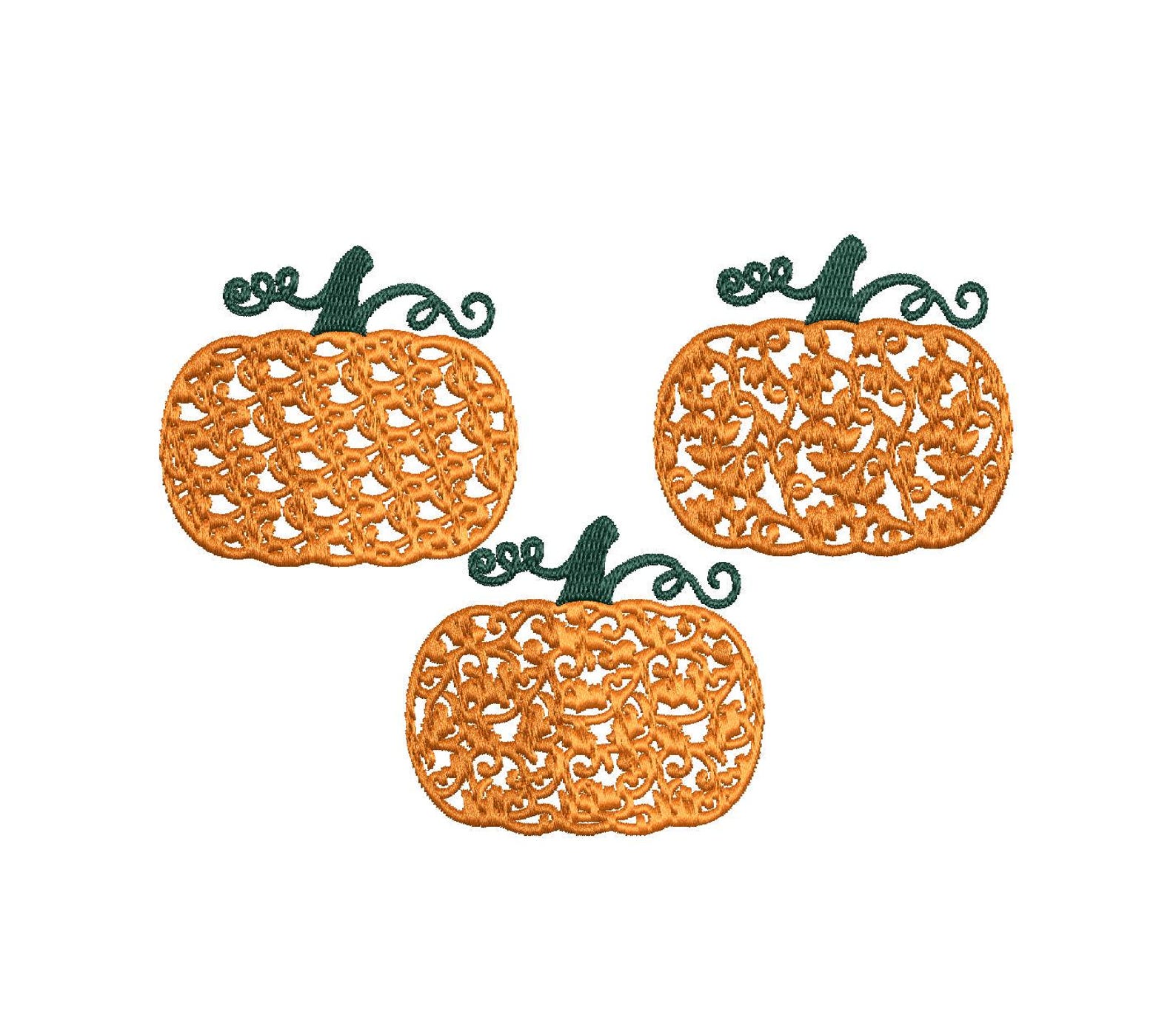 Lace Chinoiserie Pumpkins Trio Set Embroidery Designs, Fall Pumpkin ...