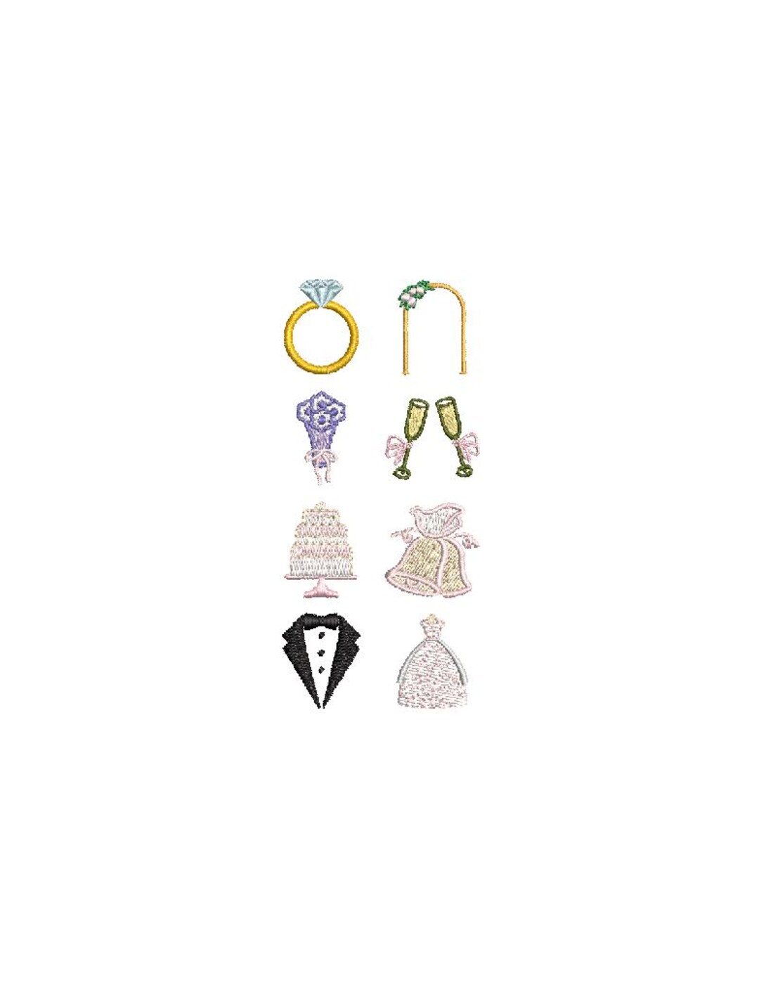 Set of 8 Wedding Mini Embroidery Designs, Bride Groom Engagement ...
