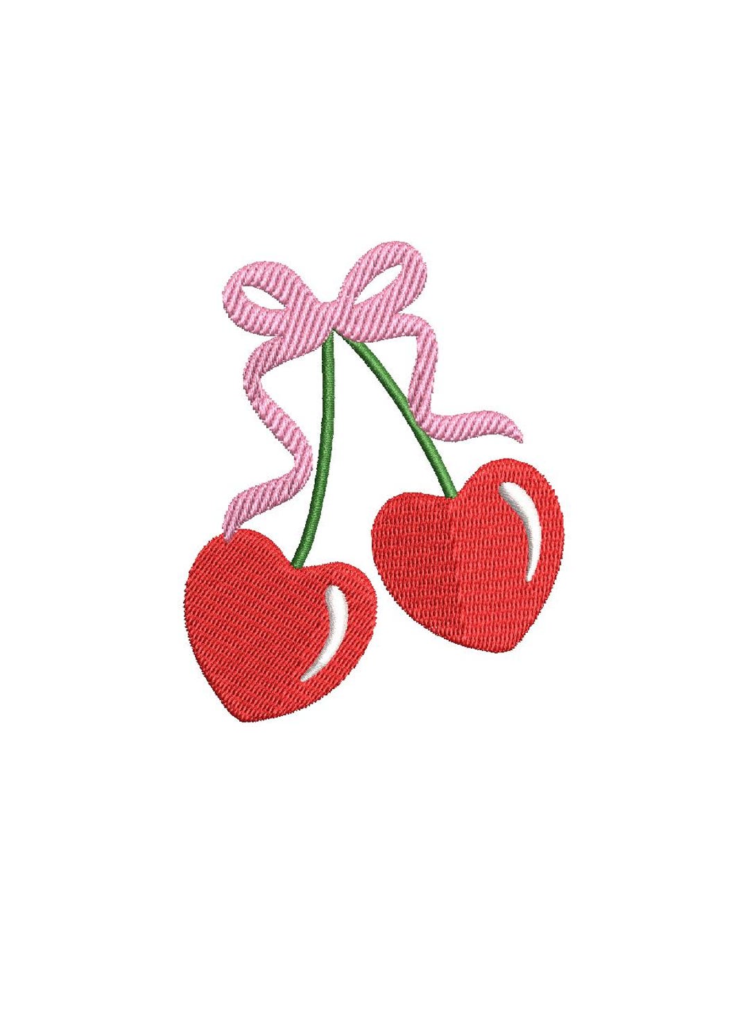 Heart Cherries With Bow Embroidery Design, Coquette Machine Embroidery ...