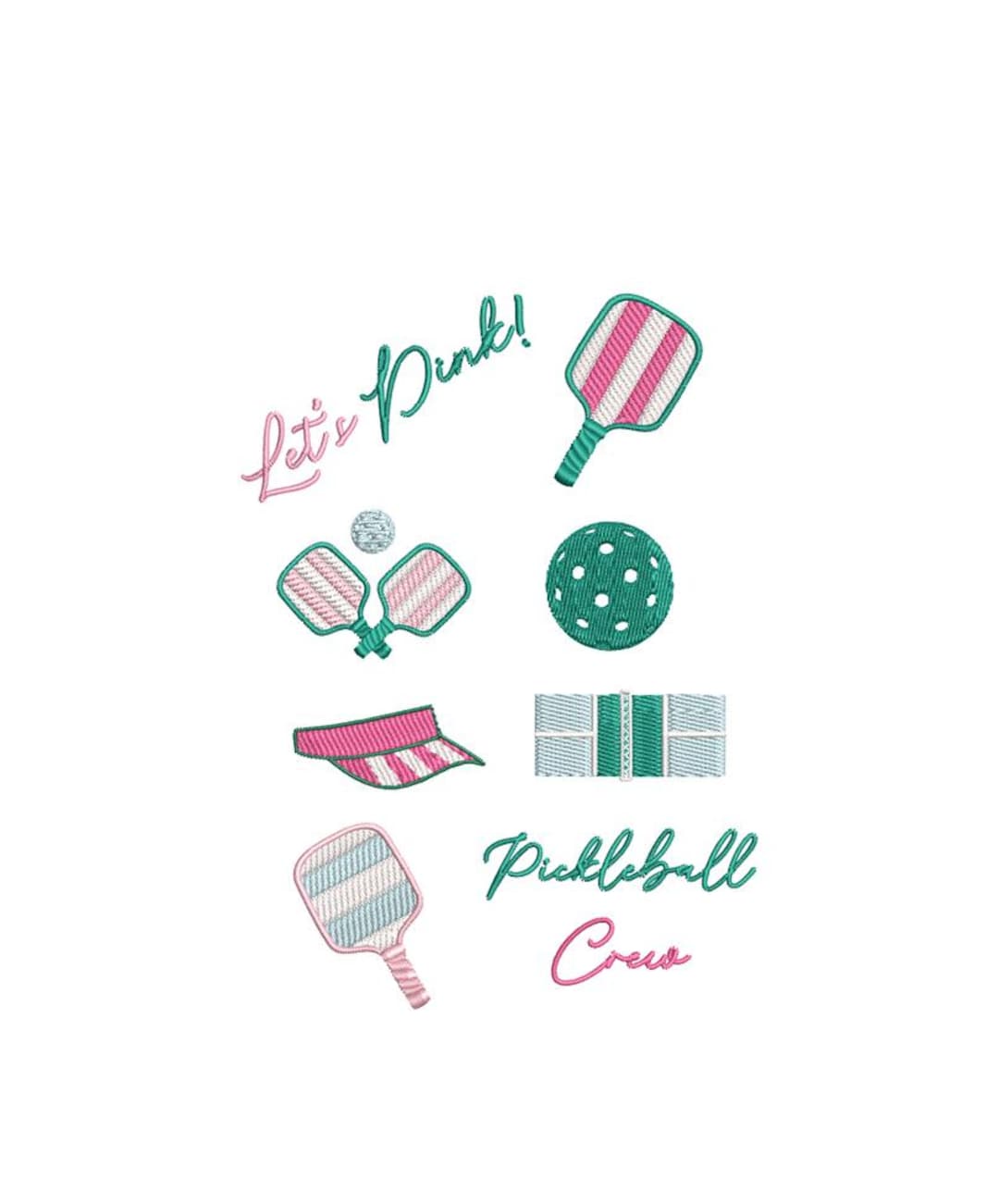 Set of 8 Pickleball Mini Embroidery Designs, Pickleball Machine ...