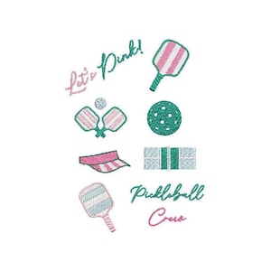 Set of 8 Pickleball Mini Embroidery Designs, Pickleball Machine ...
