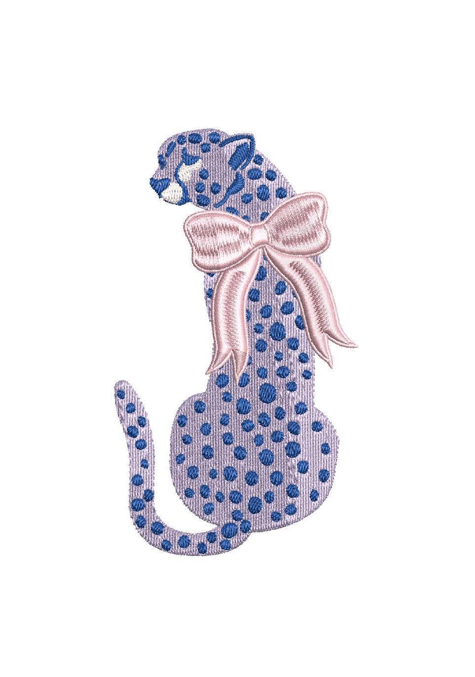 Cheetah With Bow Embroidery Design, Preppy Coquette Leopard Bow Machine ...