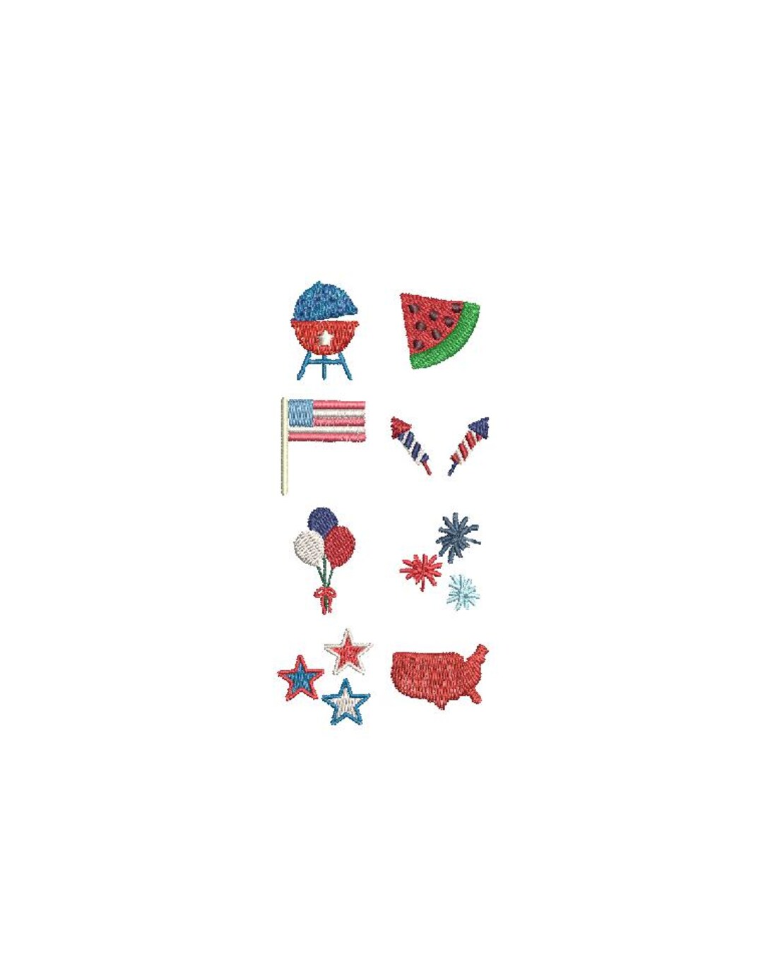 Set of 8 Fourth of July Mini Embroidery Designs, Patriotic Independence ...