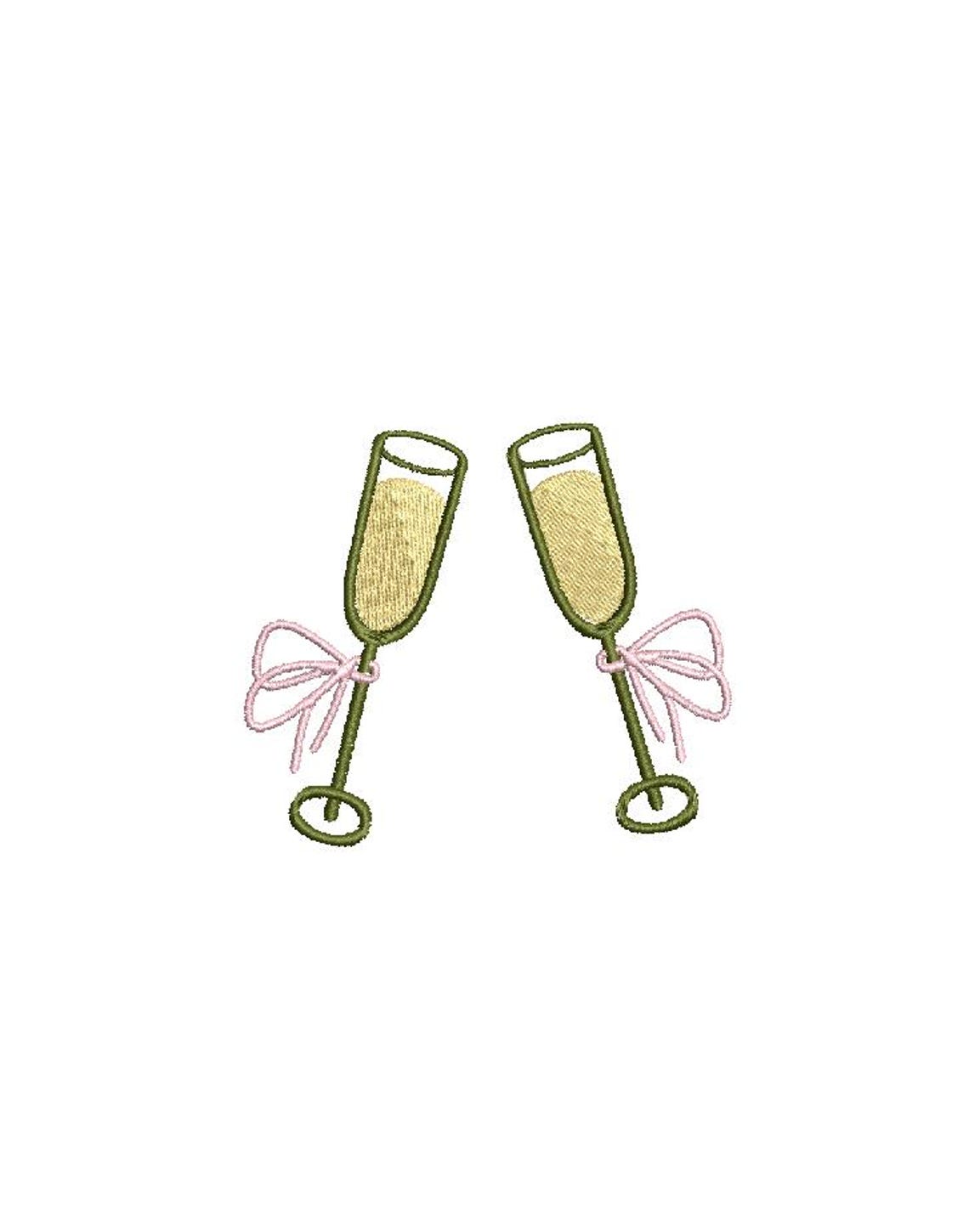 Champagne Flutes With Bow Embroidery Design, Cocktail Wine Coquette ...