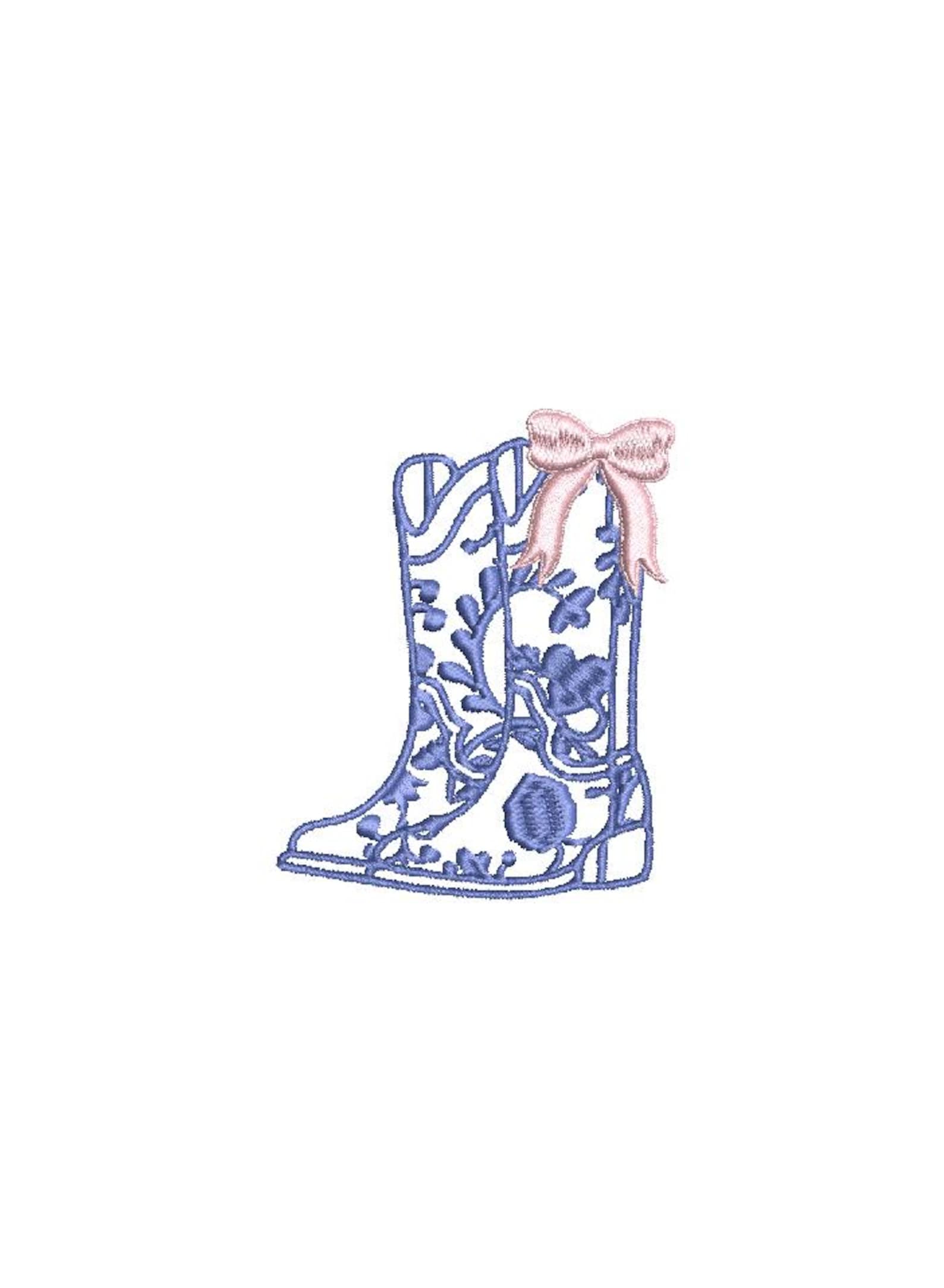 Chinoiserie Cowgirl Boots Bow Embroidery Design, Cowboy Boots Machine ...