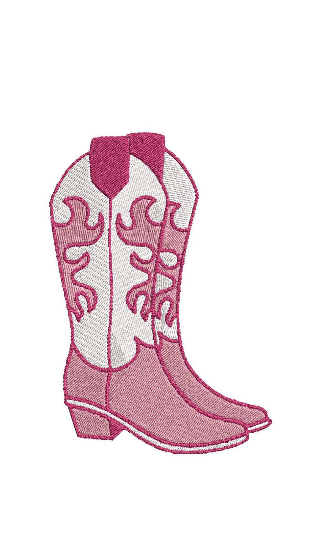 Pink Cowgirl Boots Embroidery Design, Southern Boots Machine Embroidery ...