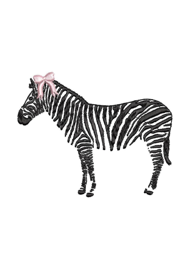 Zebra Bow Embroidery Design, Preppy Coquette Zebra Machine Embroidery ...