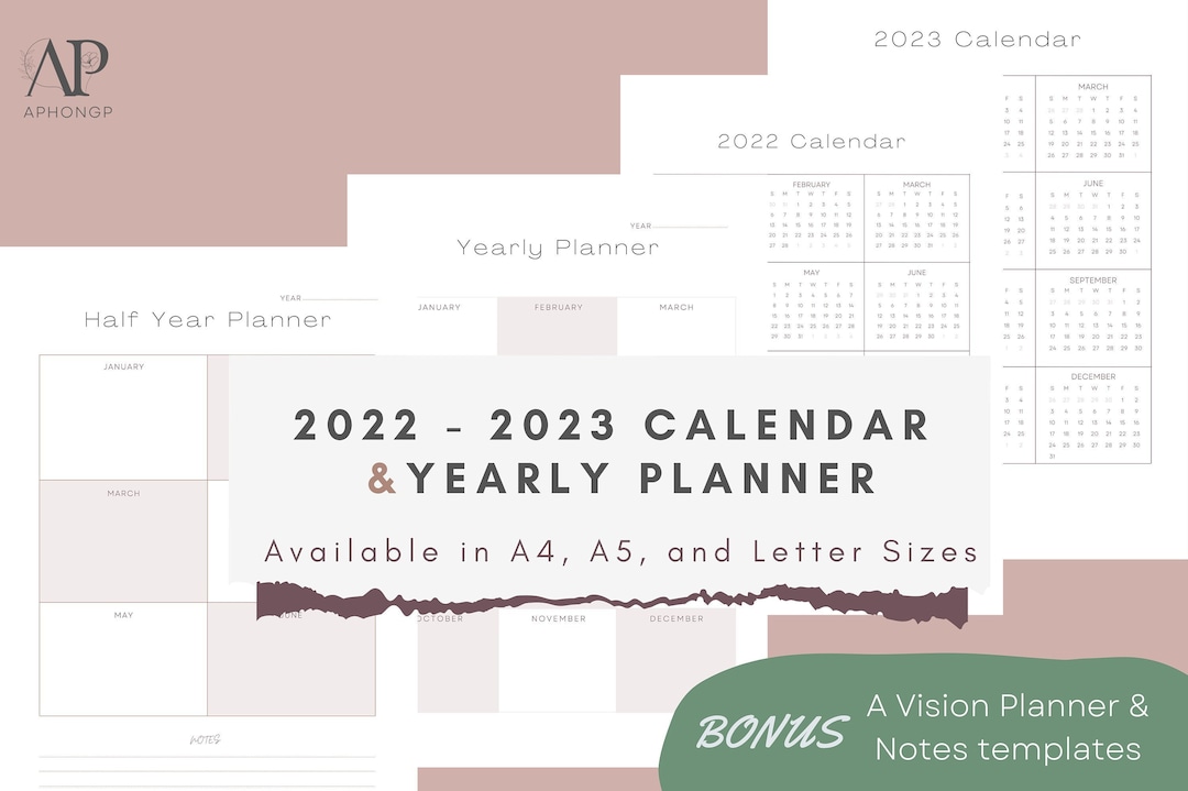Printable 2022 & 2023 Calendars and Yearly Planners | Digital Calendars ...