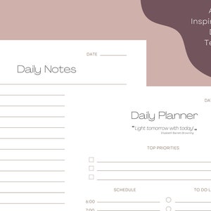 Printable Inspirational Quote Daily Planner + Daily Note Template | 31 ...