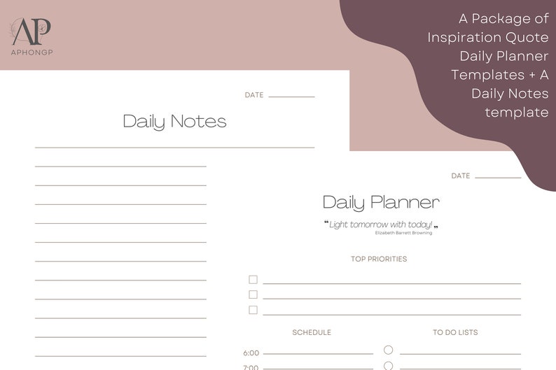 Printable Inspirational Quote Daily Planner + Daily Note Template | 31 ...