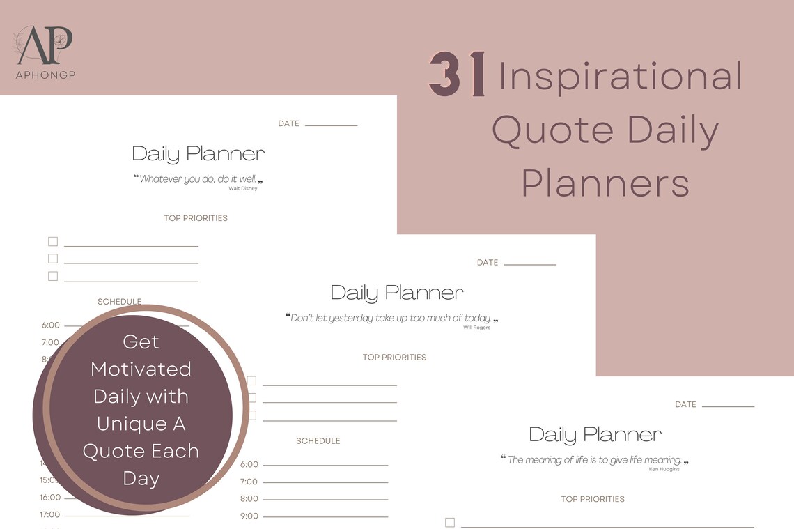Printable Inspirational Quote Daily Planner Daily Note - Etsy