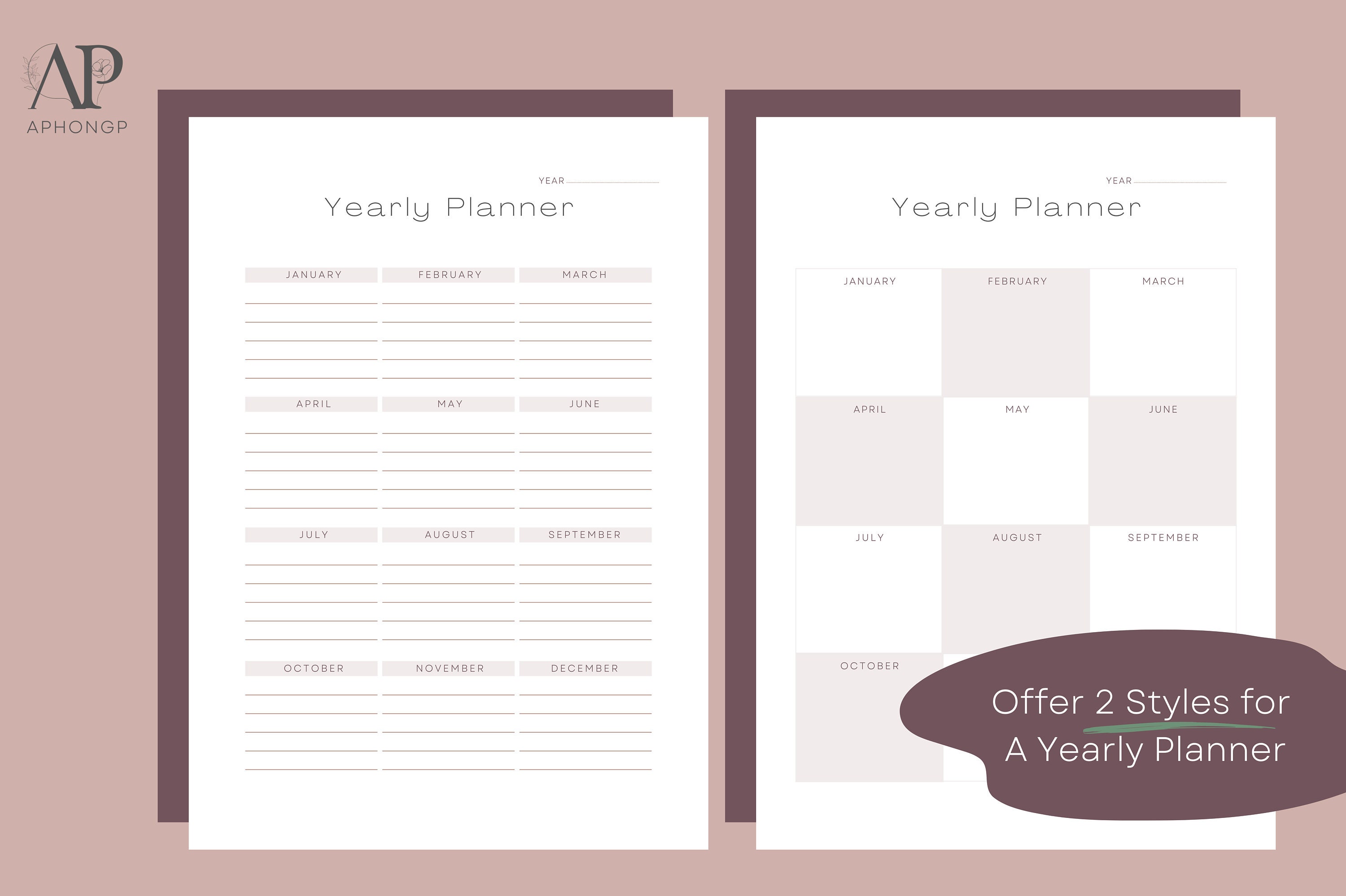 Printable 2022 & 2023 Calendars and Yearly Planners Digital Calendars ...
