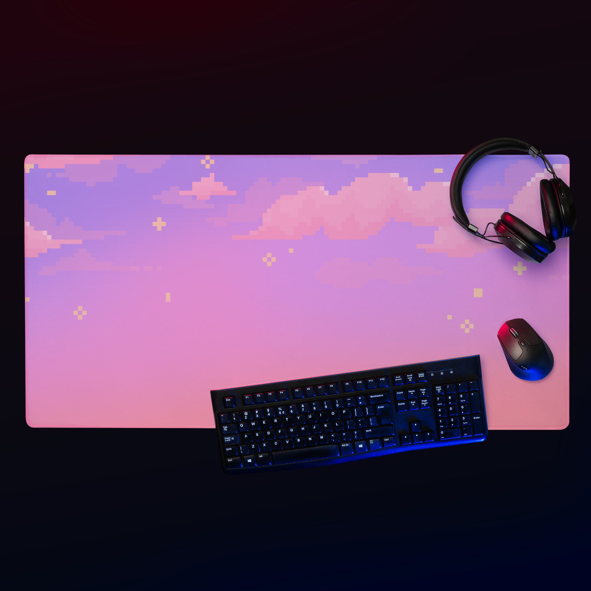 Purple and Pink Dreamy Sunset Pixel Art Gaming Mousepad - Etsy