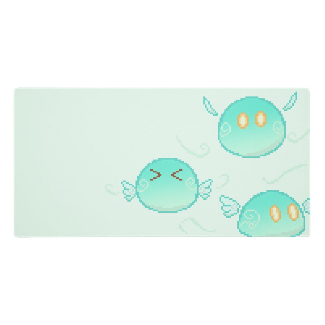 Genshin Impact Pixel Art Anemo Slime Gaming Mousepad Blue Green Gaming ...