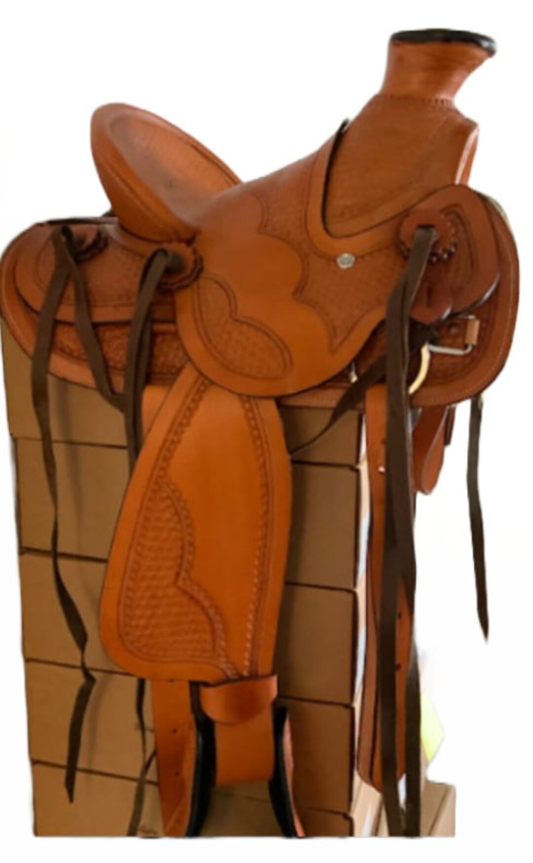 Western Leather Wade Tree A Fork Premium Roping Ranch Horse Saddle TACK ...