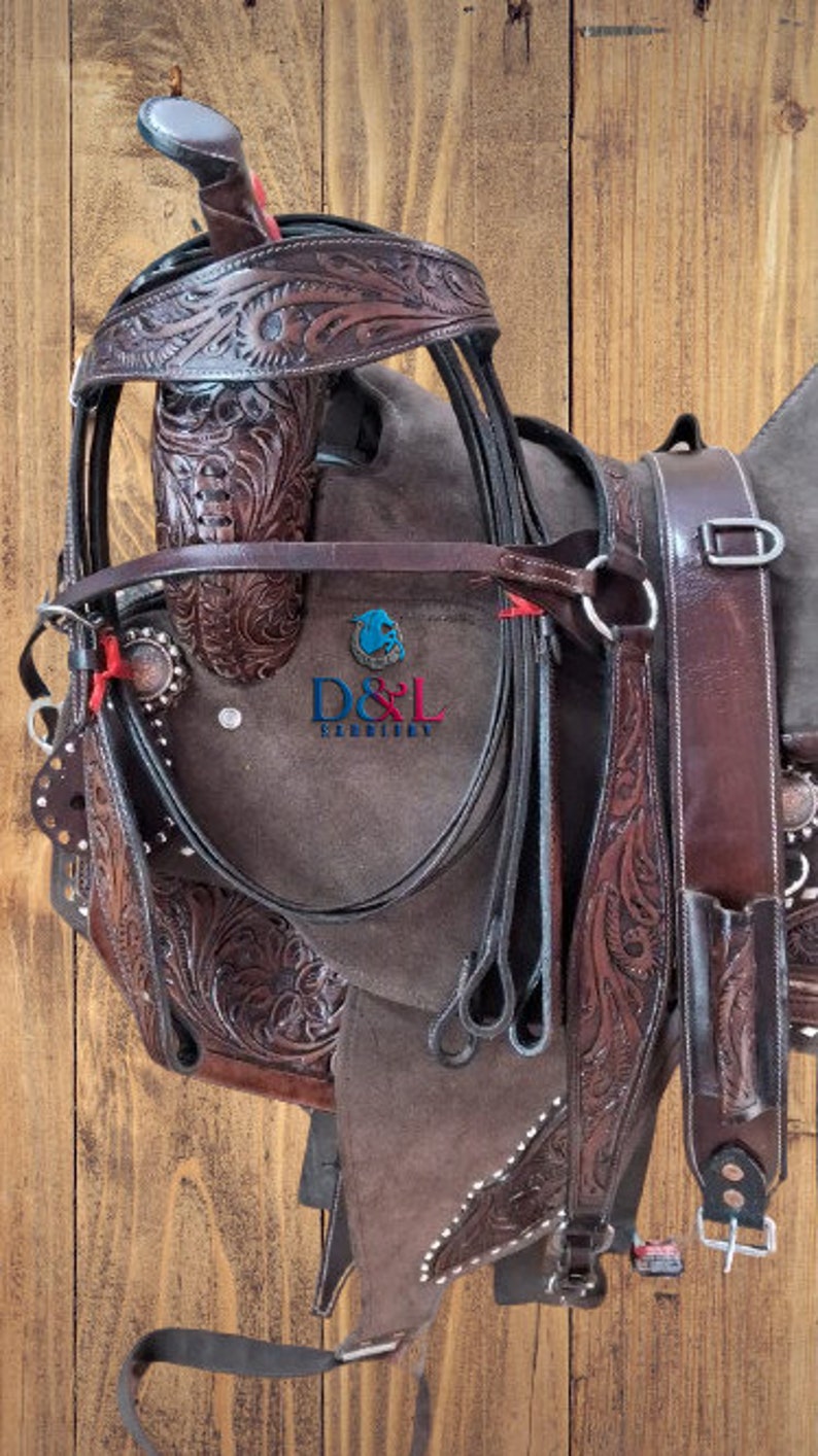 Western Horse Saddle High Cantle Rodeo Saddle Barrel Racing Leather ...