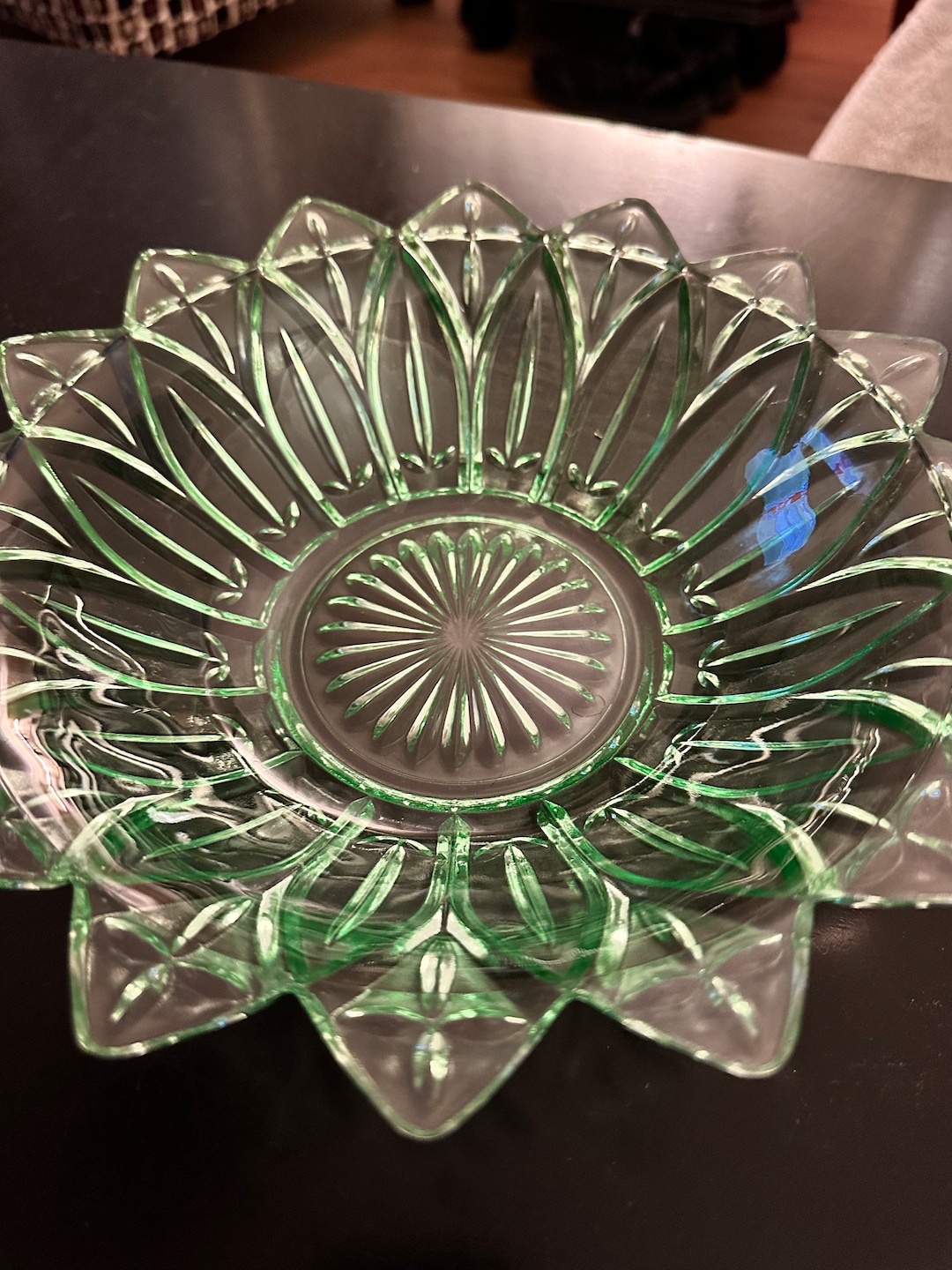 Vintage Federal Glass Petal Sunflower Plate Green - Etsy